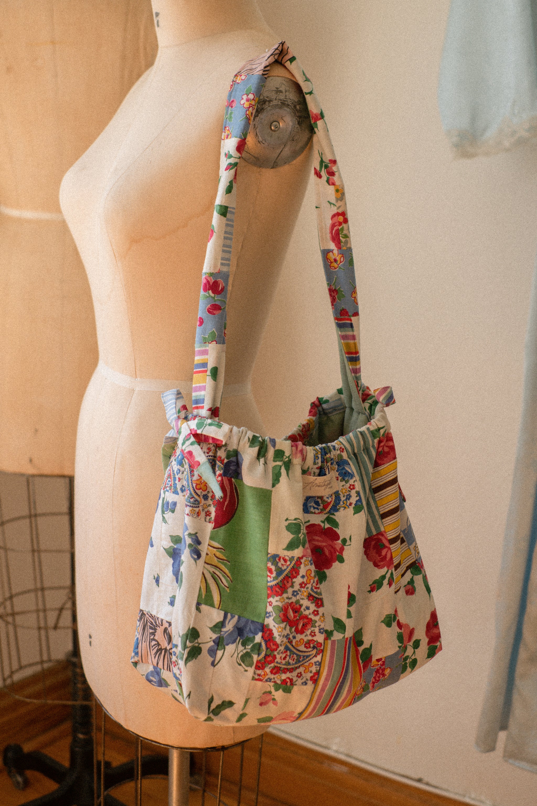 New! Handmade patchwork cotton tote bag - Printemps – Amethyst designs